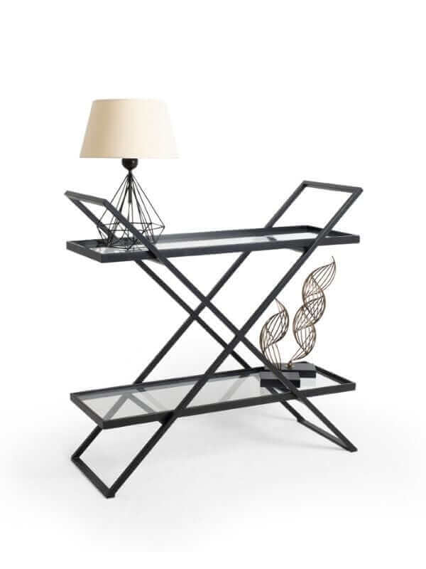 Johnson Black Steel & Glass Console Table