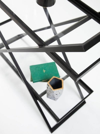 Deco Moore | Studio - JOHNSON BLACK STEEL AND GLASS CONSOLE TABLE